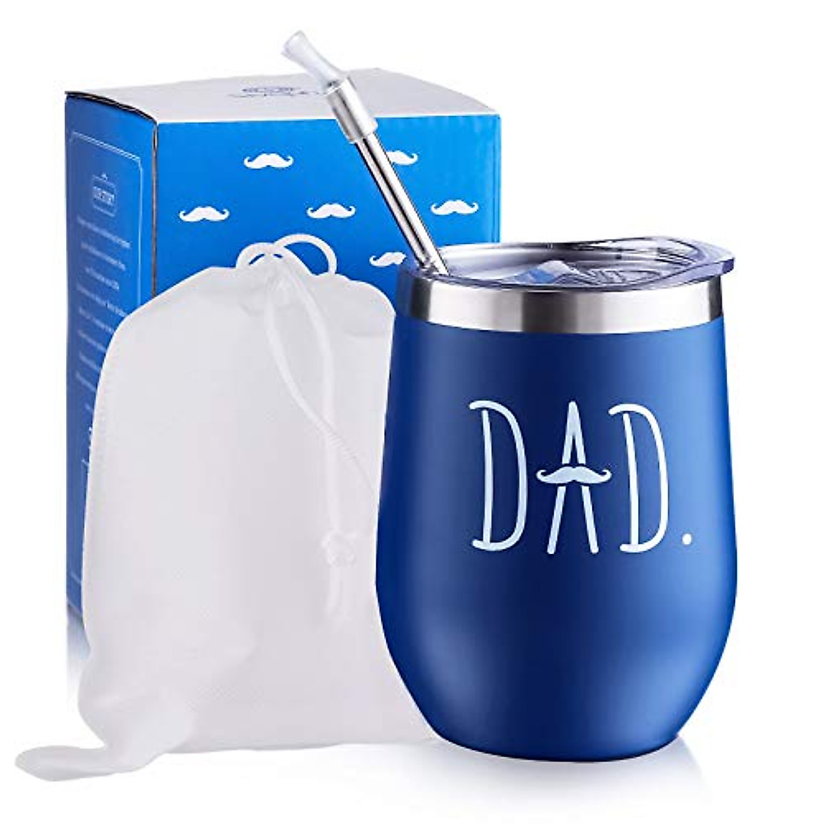 Sivaphe Dad Gift from Daughter and Son Tumbler with Lid and Straw Stainless Steel Insulated Travel Mug Gift for New Father Papa Grandpa Daddy 2023 Est Present
