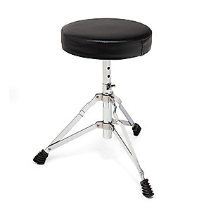 Ashthorpe 5-Piece Complete Junior Drum Set with Genuine Brass Cymbals - Advanced Beginner Kit with 16" Bass, Adjustable Throne, Cymbals, Hi-Hats, Pedals & Drumsticks - Red