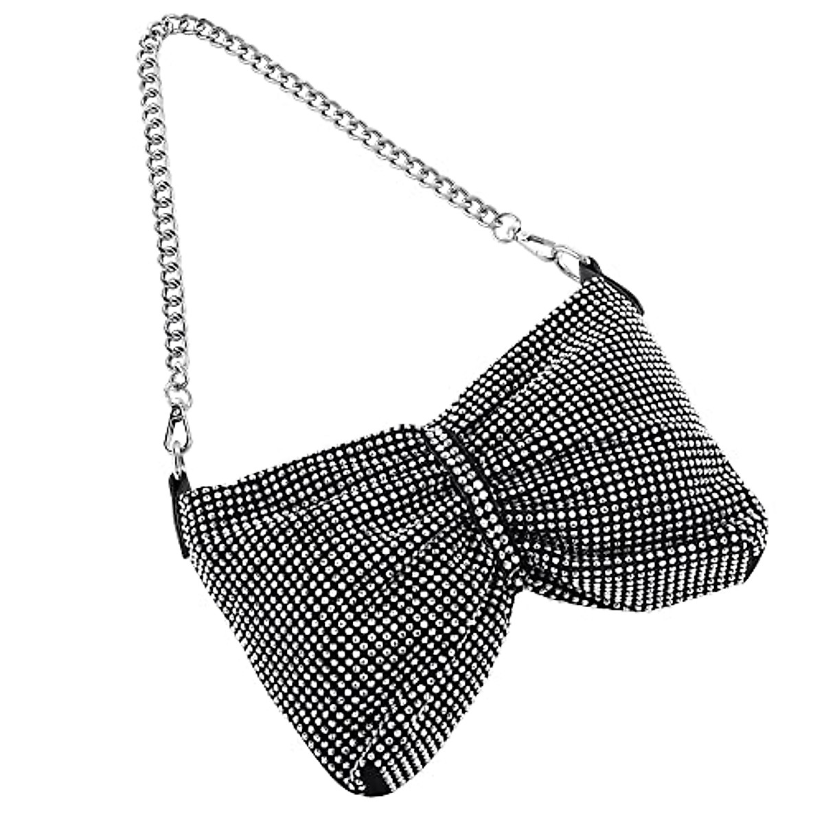 Ayliss Women Rhinestone Handbag Clutch Crystal Mini Bowknot Evening Purse Bag Top Handle Shoulder Party Bag Pouch Chain (Black #1)