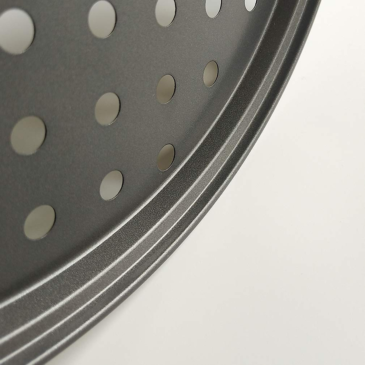 CRYDAY Non stick round pizza pan with holes for oven best perforated carbon steel pizza tray (10 inch)