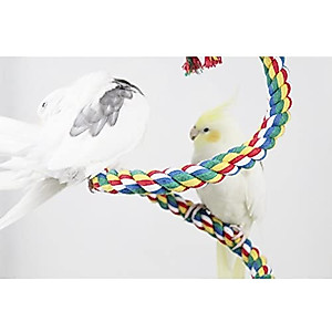 Bird Spiral Rope Perch, Cotton Parrot Swing Climbing Standing Toys, Bird Cage Toy for Lovebirds Budgies Tiels Green Cheek Conures Senegals Quaker Parakeets (S)