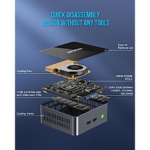 GMKtec Mini PC Preinstalled Windows 11 Pro Intel Core i7-11390H (Turbo 5.0 GHz) 32GB DDR4 1TB SSD Desktop Mini Computers WiFi 6, BT 5.2, DP, HDMI, RJ45 2.5G, USB3.2