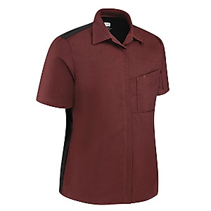 Red Kap Women's Airflow Cook Shirt with Oilblok, Merlot Heather with Black Mesh, Large