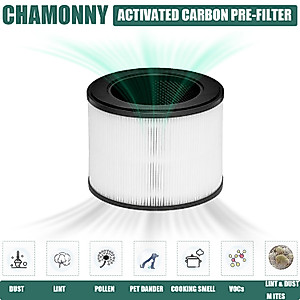CHAMONNY MA-22 True HEPA Replacement Filter, Compatible with MA Series MA-22 Air Purifier, 3-in-1 H13 True HEPA Filter and Activated Carbon Filter, 2 Pack