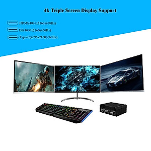 Mrroute Intel Alder Lake-N i3-N305 Fanless Mini PC with Win 11 DDR5 No RAM No SSD 4 Lans 3 Screens Display 2X HDMI&DP&Type-C Pocket Mini Desktop Computer