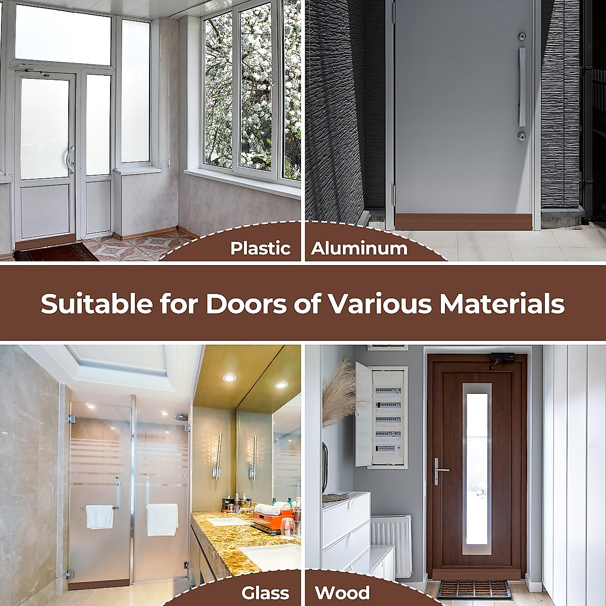 Door Draft Stopper Weather Stripping: Ohuhu Under Door Bottom Seal Strip Sweep Blocker Gap Filler Flexible Noise Insulation Draft Guard for Bottom of Door Garage (Brown, 39" L x2 W)