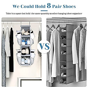 SLEEPING LAMB Short Hanging Shoe Organizer for Closet and 6 Shelves Jumbo Hanging Closet Organizer and Storage