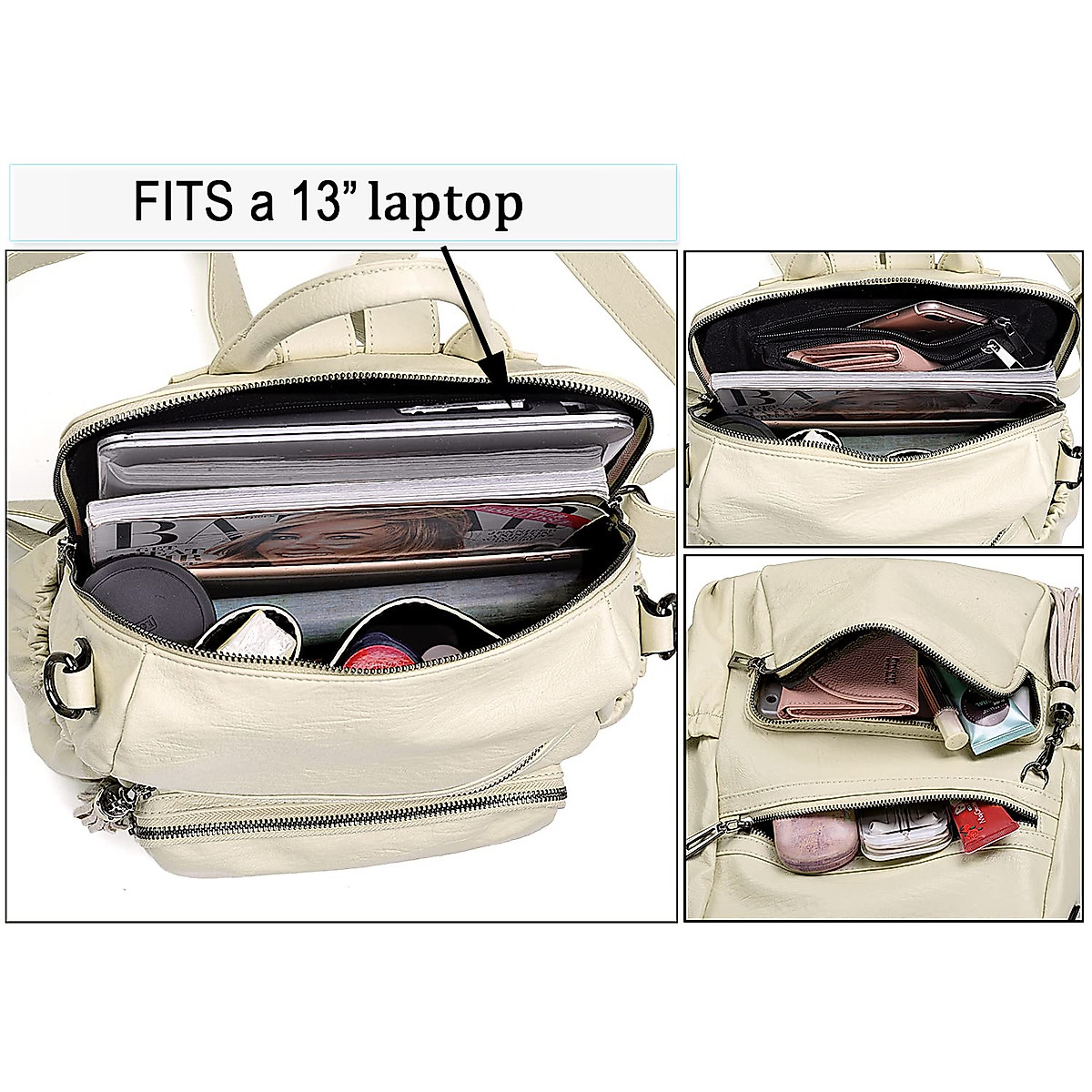 UTO Women Backpack Purse Leather Vegan Ladies Fashion Designer Rucksack Convertible Travel Shoulder Bag with Tassel