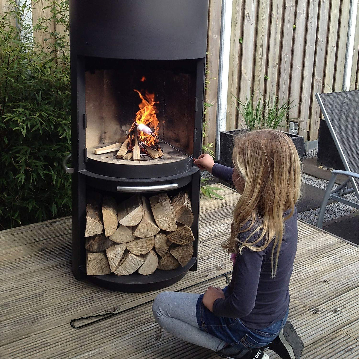 BBQMFG 30 Inch Long Fire Poker for Fire Pit and Fireplace, Outdoor fire Pit Poker Stick, Rust Resistant Black Finish, Minimalism Style…