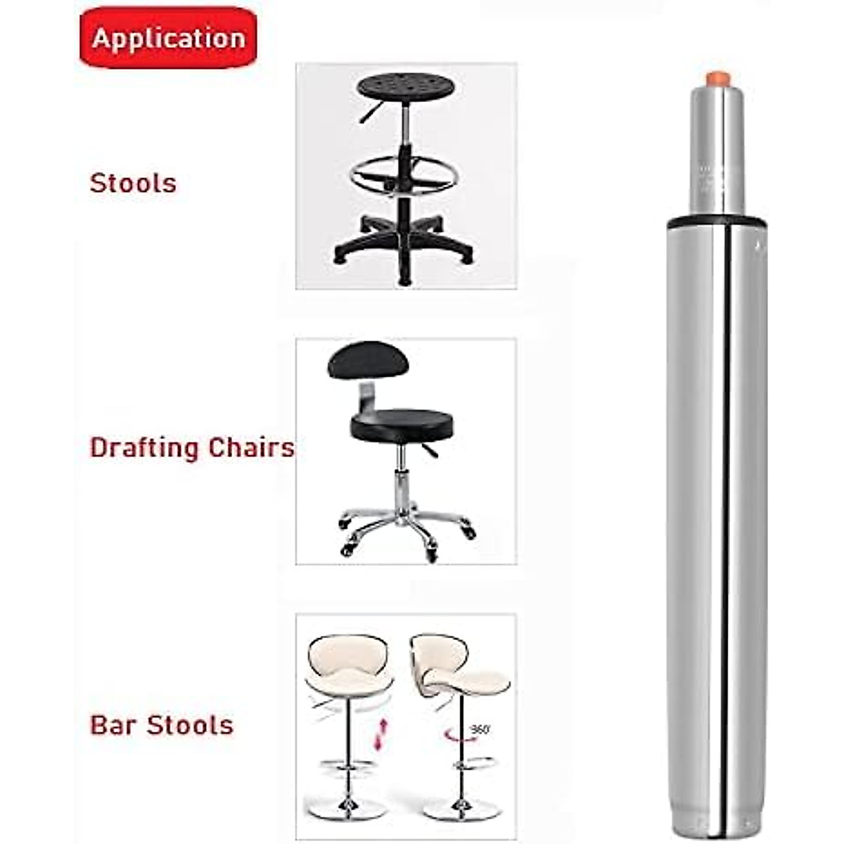 Mcdoofly Drafting Stool Bar Stool Gas Lift Cylinder Replacement Part,Tall Heavy Duty Hydraulic Pneumatic Piston for Drafting Chair(Size:18”- 28” Long)