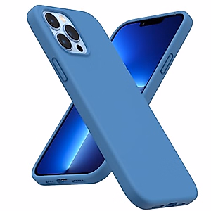 ORNARTO Shockproof Liquid Silicone Designed for iPhone 13 Pro Max Case 6.7", Gel Rubber Comprehensive Protection Anti-Shock Cover Case Drop Protection 6.7inch-Blue