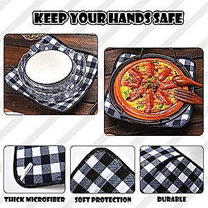 4 Pieces Buffalo Plaid Bowl holders Sponge and Microfiber Small Bowls Holder Bowl Potholders for Microwave Bowl Food Warmer for Home Kitchen and Hot Bowl Holder (Black, White)