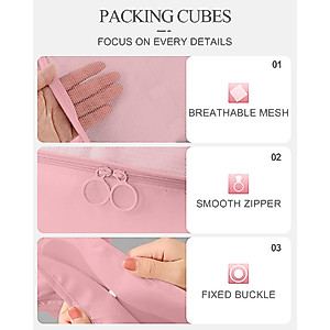 Anjing 10 Set Packing Cubes Luggage Packing Organizers for Travel Accessories Travel Essentials Luggage Organizer Bags for Carry on Suitcases, Pink, (WMUS1202X01-3)