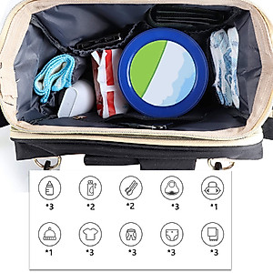 YINGFEI Diaper Bag Backpack Rucksack, Portable Crib by Foldable Baby Bed and Changing Mat, Travel Nappy Bag of Babysit