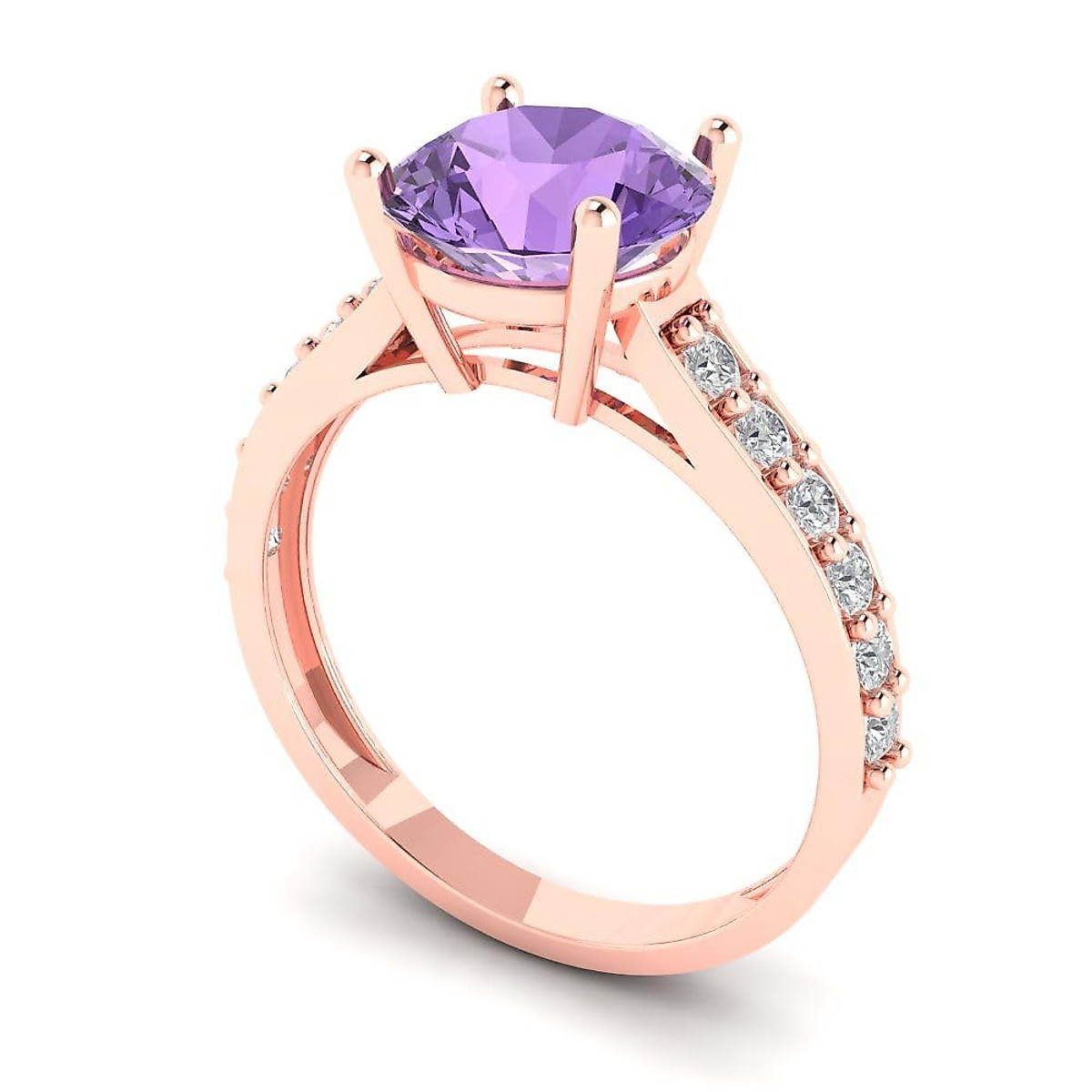 Clara Pucci 2.25 ct Round Cut Solitaire with accent VVS1 Alexandrite Designer Anniversary Bridal Engagement Ring 14k Rose Gold 8