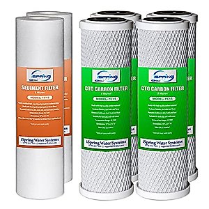 iSpring F6CTO Prefilters for CW31 and Standard Reverse Osmosis RO Water Filter Systems 1-Year Replacement Supply Filter Cartridge Pack Set, No Membrane