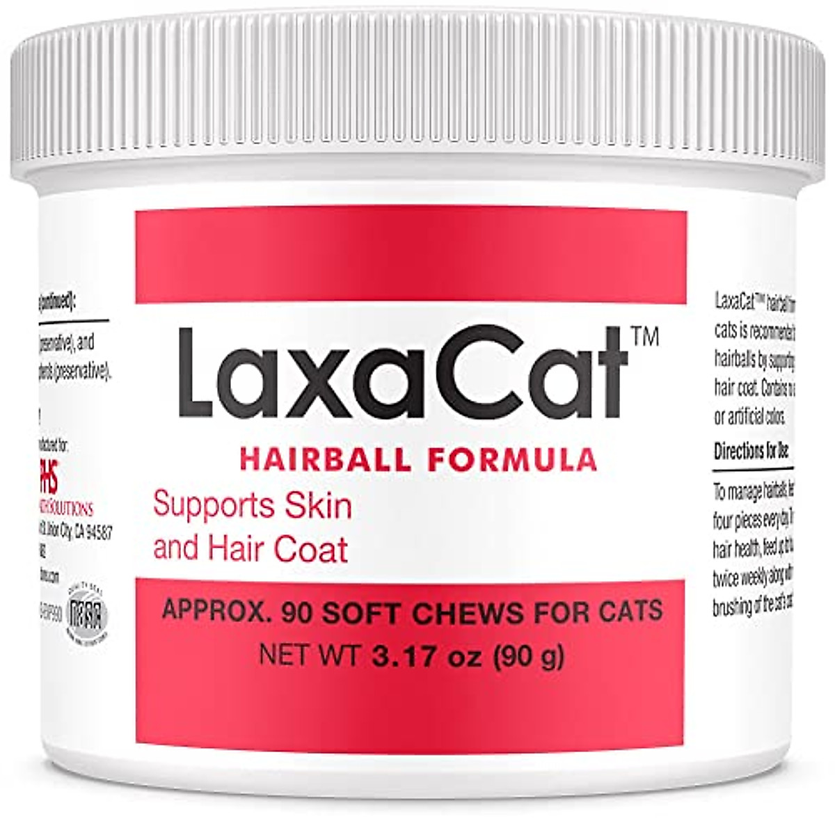LaxaCat Hairball Formula for Cats - Supports Skin & Hair Coat, Vitamin, Mineral Oil - Healthy Coat - Regular Bowel Movement - Natural Ingredients - 90 Soft Chew
