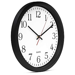 Bernhard Products Black Wall Clock, Silent Non Ticking - 16 Inch Extra Large Quality Quartz Battery Operated Round Easy to Read Home/Office/Business/Kitchen/Classroom/School Clocks