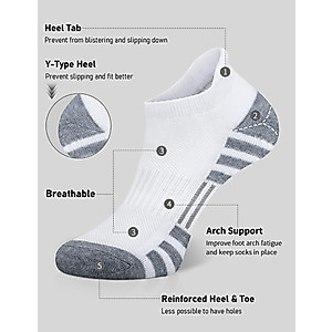 Airacker Ankle Athletic Running Socks Cushioned Breathable Low Cut Sports Tab Socks for Men and Women (6 Pairs)