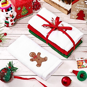 8 Pieces Christmas Hand Towels Christmas Kitchen Towels Santa Holiday Decorative Dish Towels Christmas Tree Fabric Washable Cleaning Cloth for Home Kitchen Household Supplies, 12 x 18 Inch