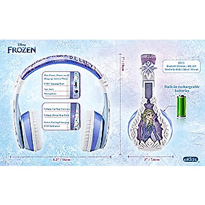 eKids Disney Frozen 2 Bluetooth Headphones with Microphone, Volume Reduced to Protect Hearing, Adjustable Wireless Headphones for School Home Travel, for Fans of Anna and Elsa