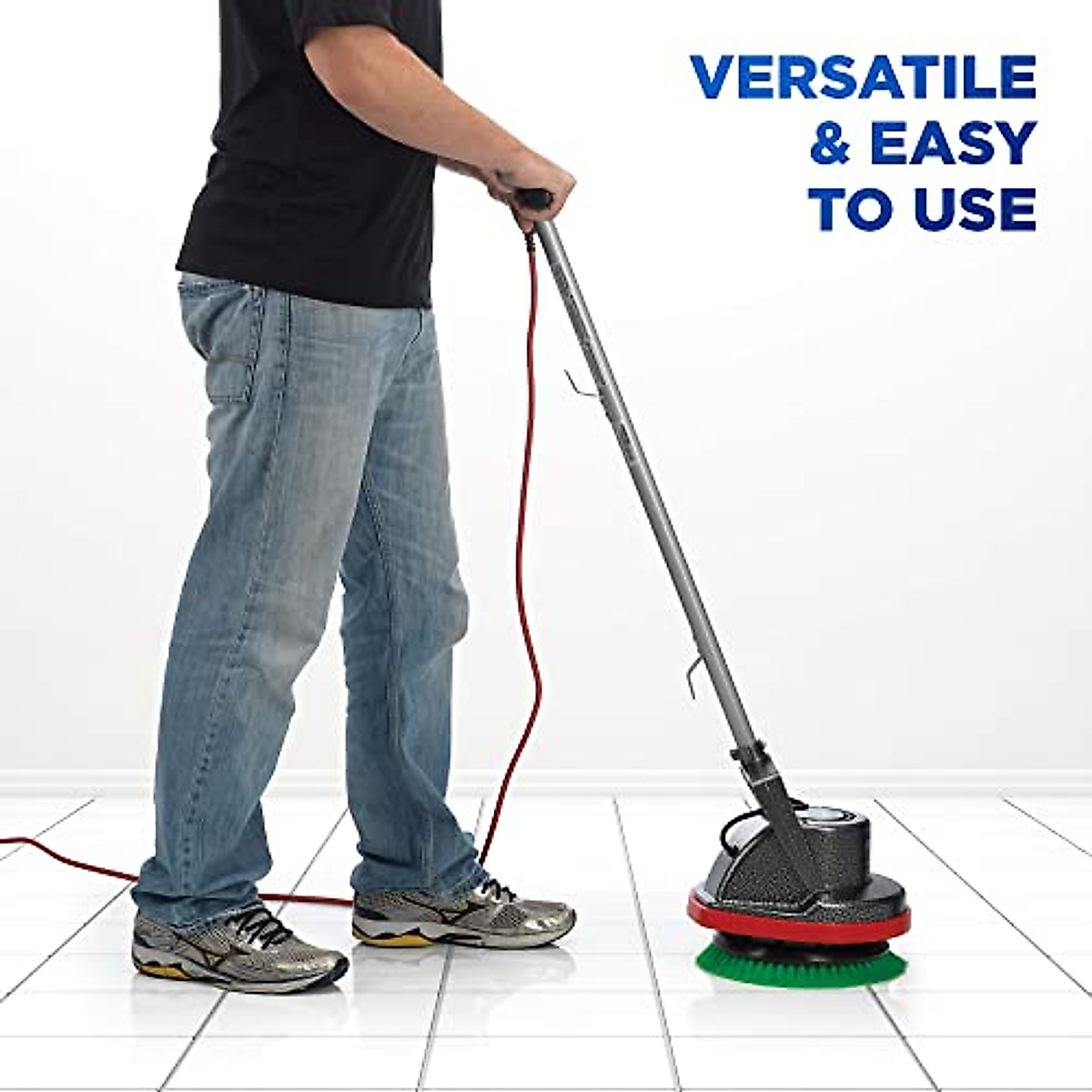 Oreck Commercial Orbiter Hard Floor Cleaner Machine ,Multi-Purpose Hardwood Wood Laminate Carpet Tile Concrete Grout Marble Floor Cleaning, 50-Foot Long Cord, ORB550MC, Gray/Red