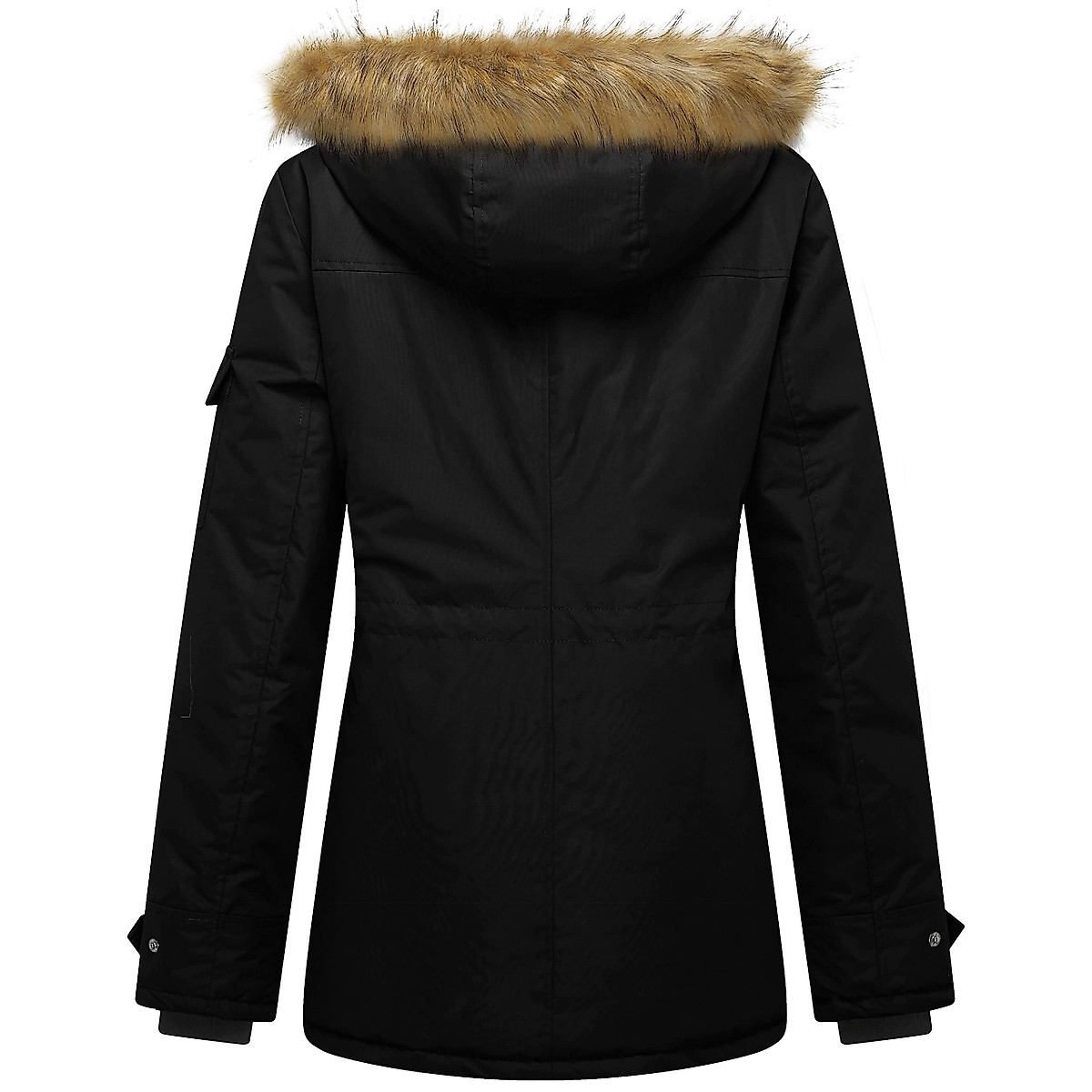 wantdo Women's Thickened Parka Coat with Removable Fur Hood (Black, XX-Large)