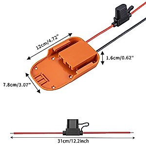 Power Wheel Adapter for Ridgid AEG 18V Hyper Lithium Battery Secure Battery Adapter with Fuse & Wire Terminal,14 Gauge Wire Power Convertor for DIY RC Trucks, RC Toys, Robotics, Work Lights