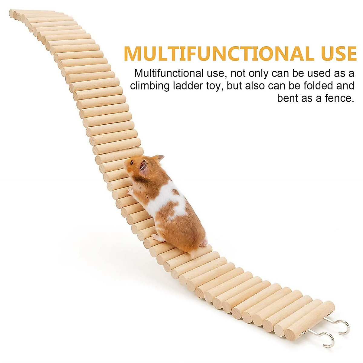 POPETPOP Guinea Pig Cages Hamster Wooden Ladder Hamster Climbing Toy Bendable with Hooks for Guinea Pig Small Pet Reptile Rat Gerbil Chinchilla Chipmunk Hedgehog Guinea Pig Hideout