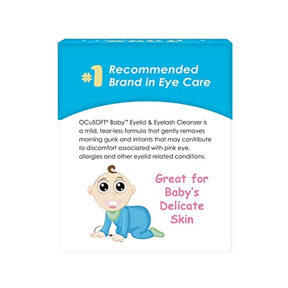 OCuSOFT Baby Eyelid and Eyelash Cleanser, Pre-Moistened Towelette, White/Blue 20 Count