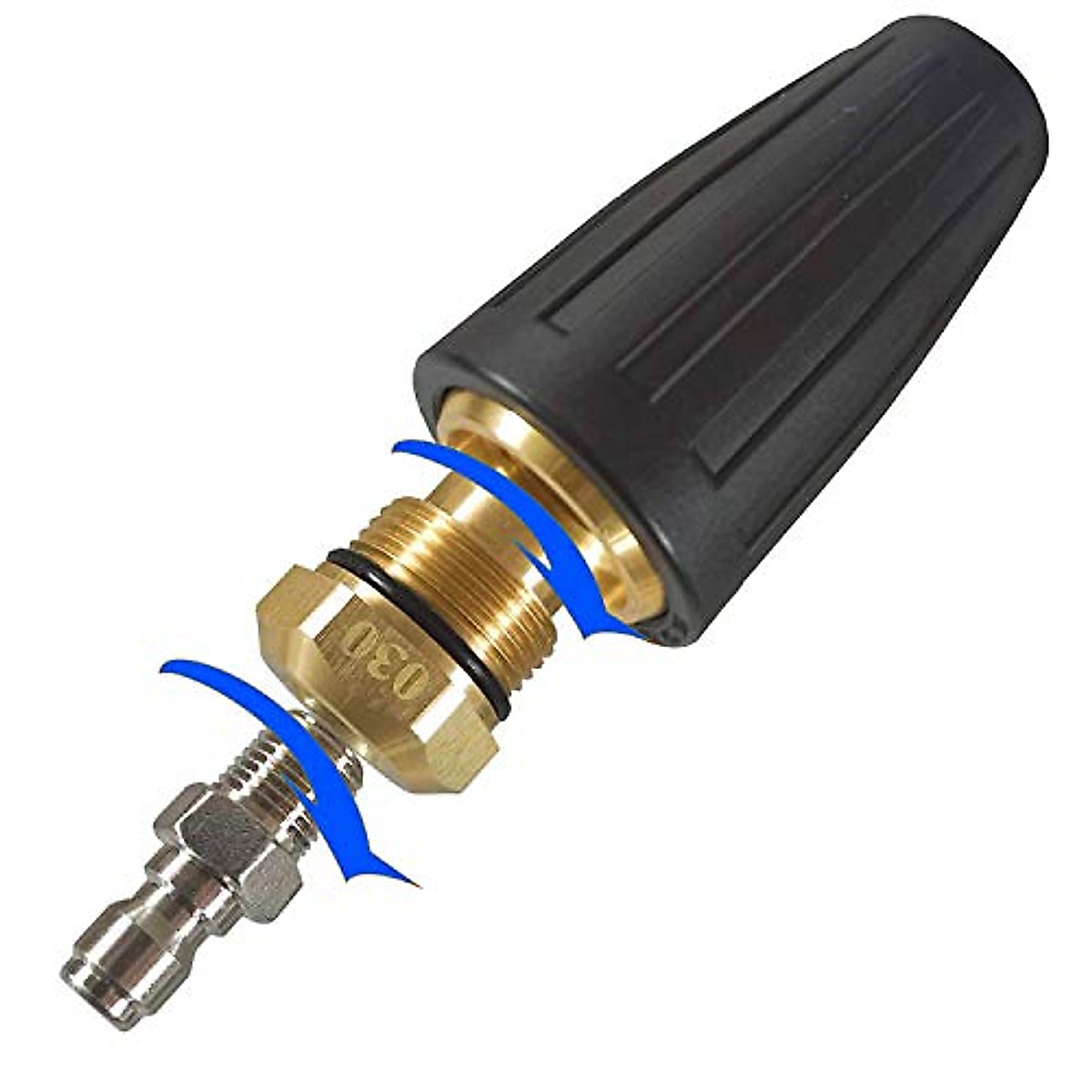 Xiny Tool Rotating Turbo Nozzle, 1/4 Inch Rotating Turbo Nozzle for Pressure Washer with 5 Nozzle Tips, Orifice 3.0, 4000 PSI