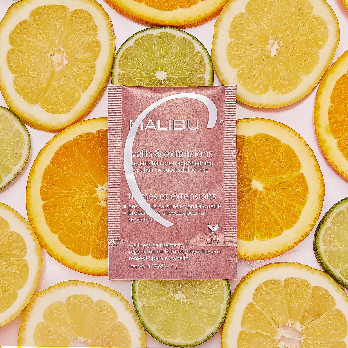 Malibu C Wefts & Extensions Wellness Hair Remedy (1 Packet) - Removes Build Up + Prevents Hair Breakage - Prepares Natural Hair for Hair Extension Application