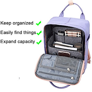 Yoillione Felt Backpack Organizer Insert for Women and Men, Large Travel Rucksack Insert with High Capacity, Lightweight Bag Organizer with Zipper Pockets