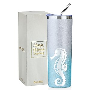 Onebttl Seahorse Gifts, Seahorse Lovers Present, Seahorse Pattern Goods, Christmas, Birthday, Valentine's Day, Couples, 20oz Stainless Steel Tumbler, Gift with Lid, Insulated, Vacuum Insulated