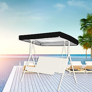 ikasus Outdoor Patio Canopy Swing Chair Cover, Replacement Canopy for Swing Outdoor Oxford Cloth Waterproof Top Dust Rain Proof Cover for Patio Swing Garden Swing Outdoor Black (Top Cover,65 x 45)