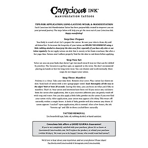 Conscious Ink, Temporary Tattoos, Inspirational, Mindfulness Tools, Long Lasting, Non-Toxic, Waterproof, Cruelty-Free, Made in USA, 1 Abundance Variety Pack Of 8 Manifestation Tattoos