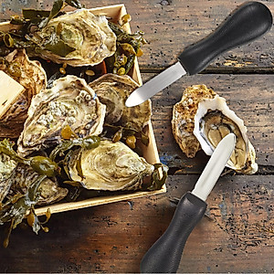 6 Pieces Oyster Shucking Knife Kitchen Oyster Knife Oyster Shucker Clam Knife Stainless Steel Oyster Opener Tool Seafood Tools Seafood Opener with Non Slip Handle for Home Restaurant(Black)