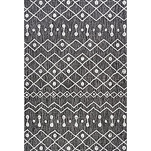 JONATHAN Y SMB131E-3 Nokat Tribal Bohemian Indoor Outdoor Area-Rug Bohemian Rustic Easy-Cleaning Bedroom Kitchen Backyard Patio Non Shedding, 3 X 5, Black/Ivory