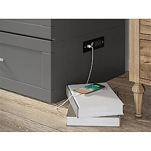 AFI, Raleigh Modern Queen Solid Wood Murphy Bed Chest with Mattress in Grey