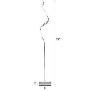 HOMCOM Modern Spiral Floor Lamp, LED Standing Lamp Warm White with Square Base and Foot Switch for Living Room, Bedroom, Silver