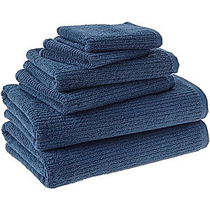 Amazon Aware 100% Organic Cotton Ribbed Bath Towels - 6-Piece Set, Navy