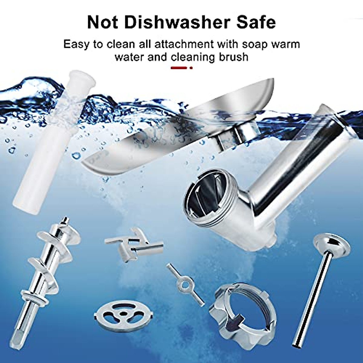 LOCULL Metal Food Grinder Attachment for KitchenAid Stand Mixers, Durable Food Grinder Attachment for KitchenAid, Accessories Includes Two Sausage Stuffer Tubes, 3 Grinding Blades, Cleaning Brush