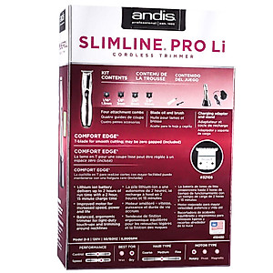 Andis Slimline Pro Li Cordless T-Blade Trimmer with a BeauWis Blade Brush