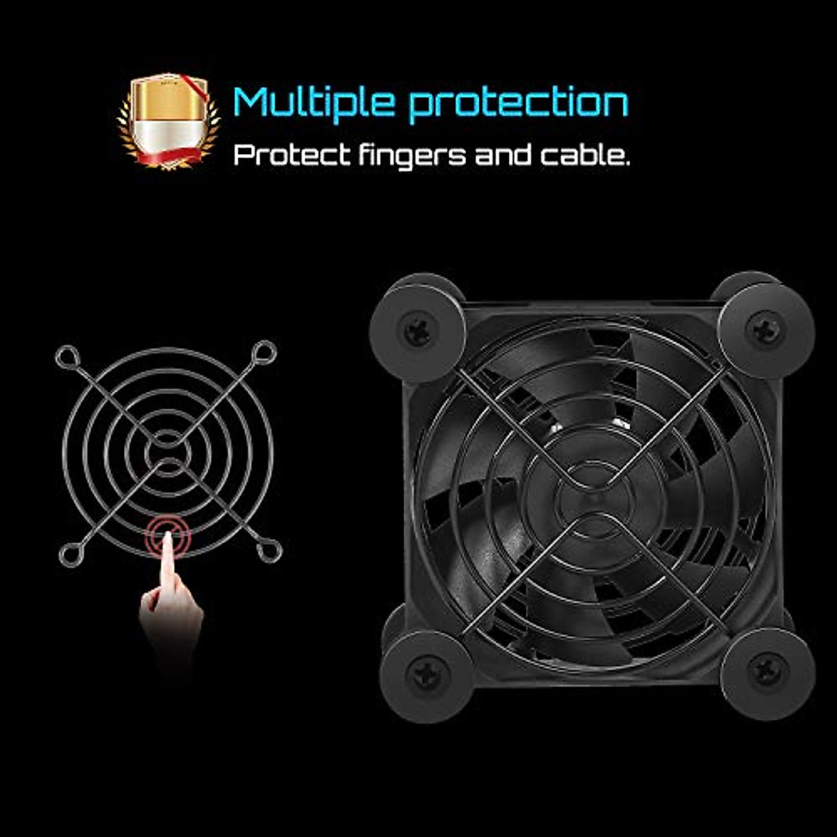 upHere USB Computer Fan Black,Dual 80mm Fan,3 Adjustable Speeds Silent Fan for Computer Cases Computer Cabinet PlayStation Xbox Cooling,U804