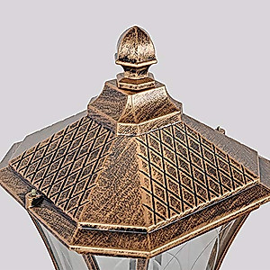 ZZYJYALG European Outdoor Basic Pedestal Post Light Bronze Waterproof Garden Villa Garden Lights Home Retro Traditional Lantern Door Column Gate Wall Pillar Lamp