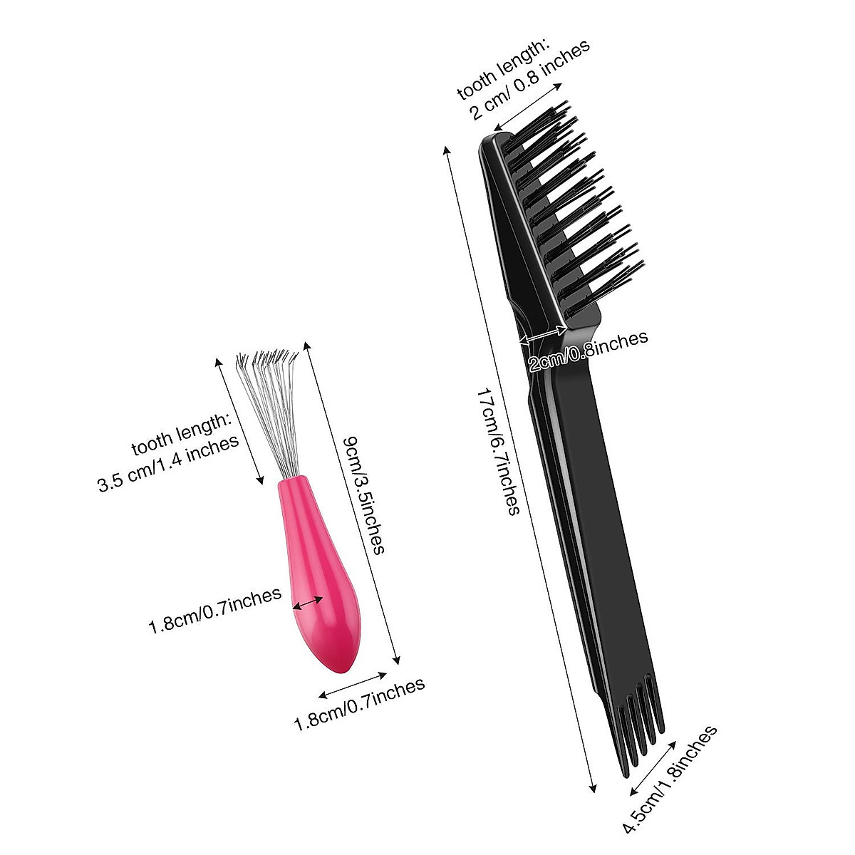 2 Pieces Hair Brush Cleaning Tool Comb Cleaner Brush Mini Hair Brush Remover for Removing Hair Dust Home and Salon Use (Plastic Handle Rake, Pink and Black)