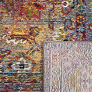 SAFAVIEH Crystal Collection 7' Square Navy/Light Blue CRS507H Boho Chic Oriental Medallion Distressed Non-Shedding Living Room Bedroom Dining Home Office Area Rug