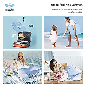Huggybee Baby Travel Bassinet,Portable Bassinet with 2 in 1 Canopy for Newborn,Baby Lounger Baby Crib Co-Sleeping Bed with Mosquito Net