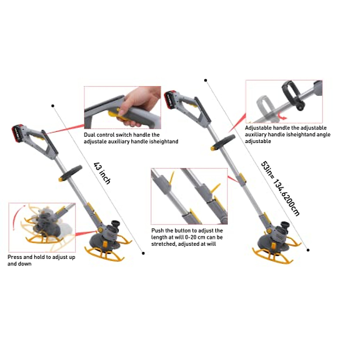 PATIOX Weed Wacker Cordless, Electric Weed Eater Rechargeable 3 in 1, Two 4.0 Ah Battery Powered Weed Whacker Cordless 20v Grass Trimmer with Blade and Charger (4.0 Ah Battery)…