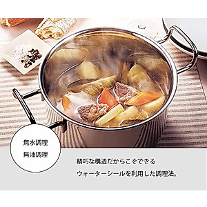 Miyazaki Seisakusho GEO-22PF Geo Pot-Off Pot, 8.7 inches (22 cm), Made in Japan, Compatible with Induction All Heat Sources, 7 Layers, 15 Years Warranty